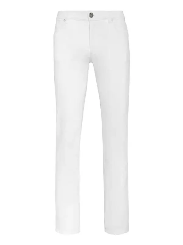 BILLIONAIRE Embroidered Straight-leg Jeans - White