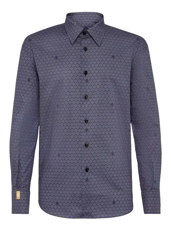 BILLIONAIRE Lion-print Button-up Shirt - Blue
