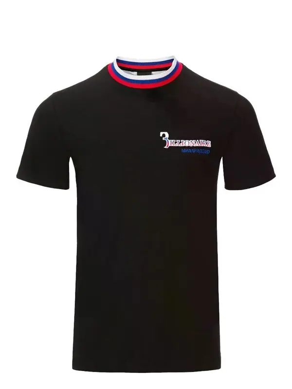 BILLIONAIRE Round-neck Embroidered T-shirt - Black