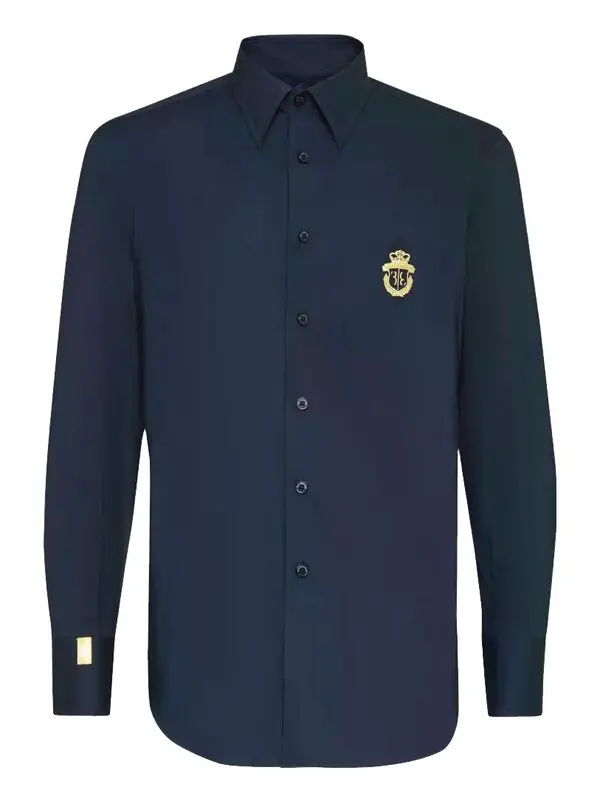 BILLIONAIRE Monogram Embroidered Shirt - Blue