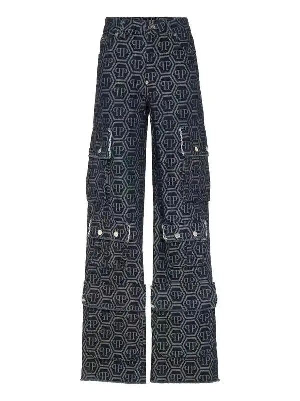Philipp Plein Monogram Cargo Jeans - Blue