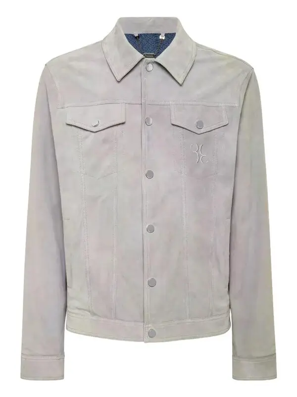 BILLIONAIRE Buttoned Leather Jacket - Grey