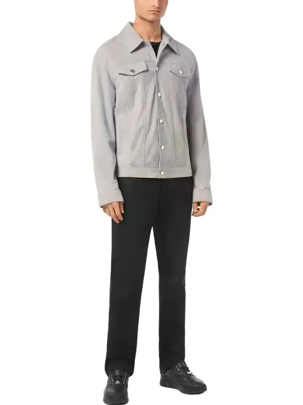 BILLIONAIRE Buttoned Leather Jacket - Grey