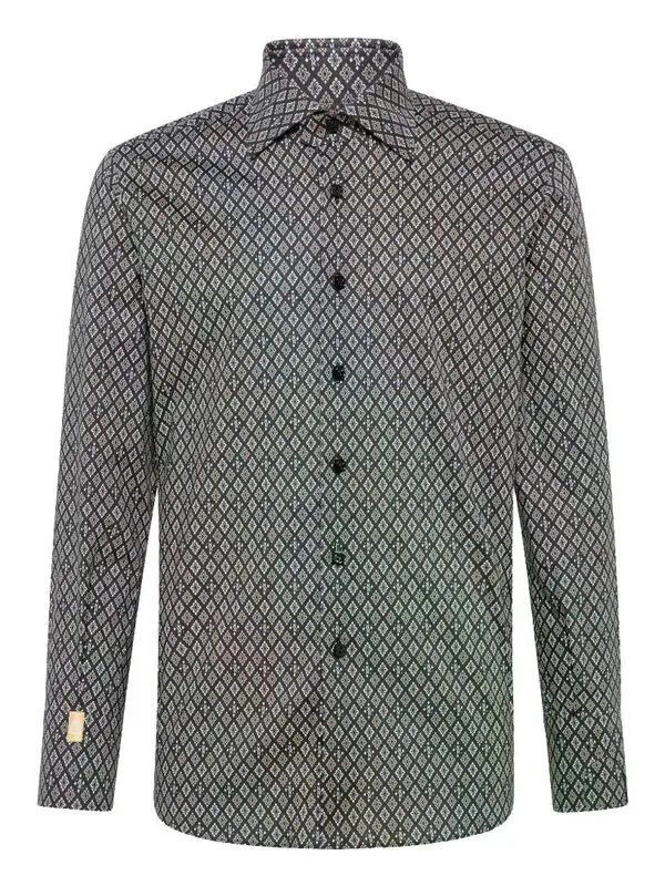 BILLIONAIRE Geometric Long-sleeved Shirt - Black