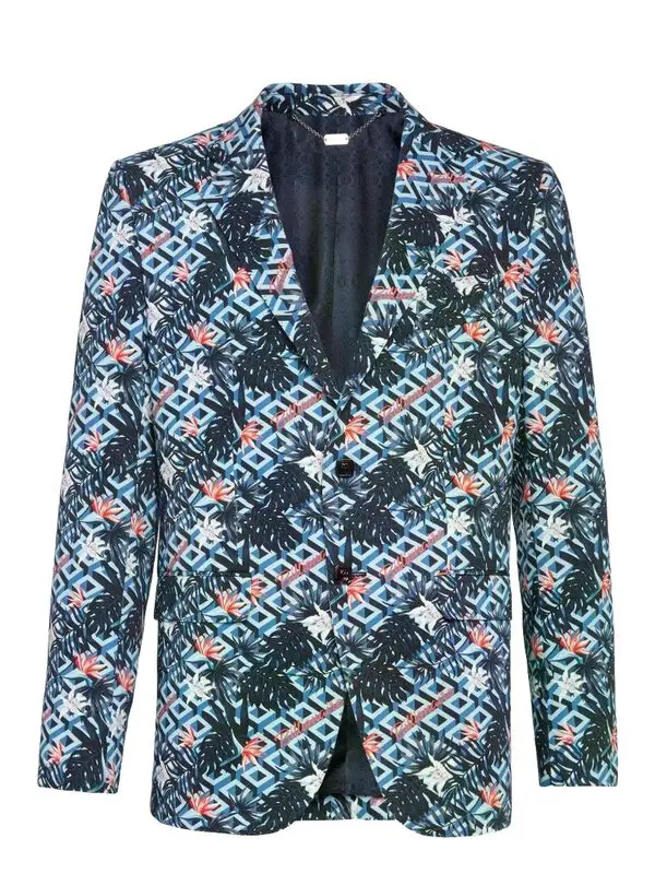 BILLIONAIRE Geometric Palm-print Blazer - Blue
