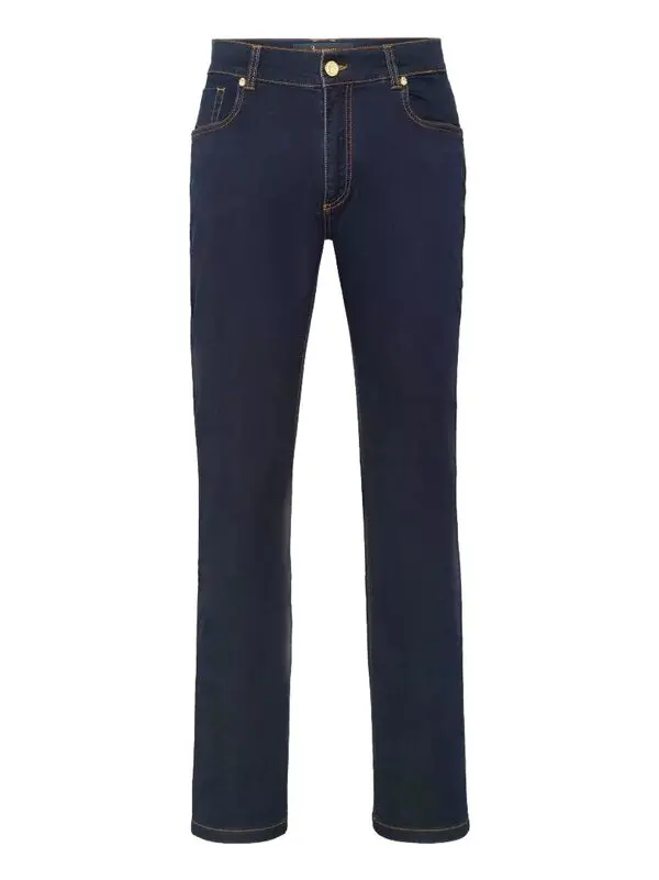 BILLIONAIRE Embroidered Five-pocket Jeans - Blue