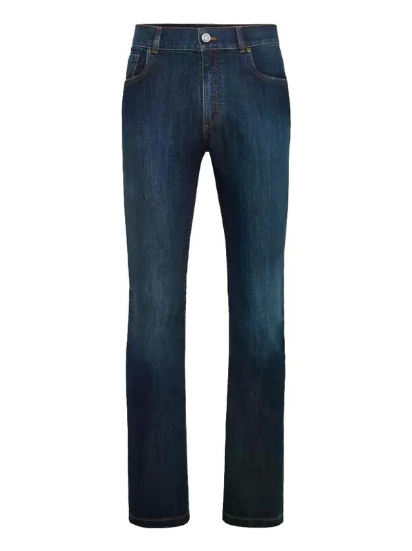 BILLIONAIRE Straight Jeans With Embroidered Logo - Blue