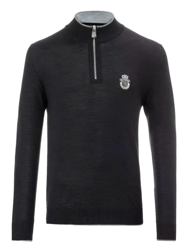 BILLIONAIRE Half-zip Sweater With Logo Detail - Black