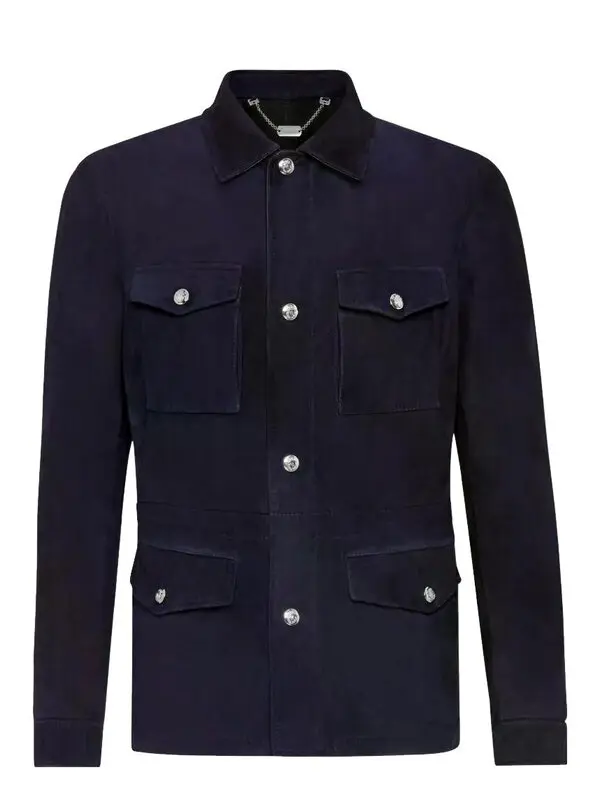BILLIONAIRE Button-up Suede Jacket - Blue
