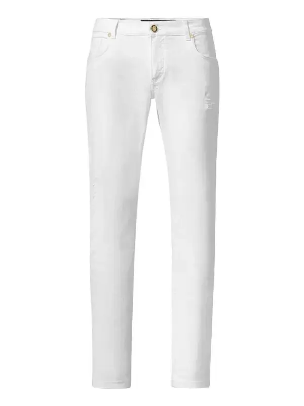 BILLIONAIRE Five-pocket Jeans With Monogram Embroidery - White