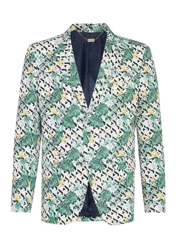 BILLIONAIRE Palm Geometric-pattern Blazer - Green