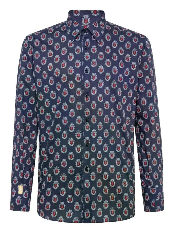BILLIONAIRE Lion Rampant Print Shirt - Blue