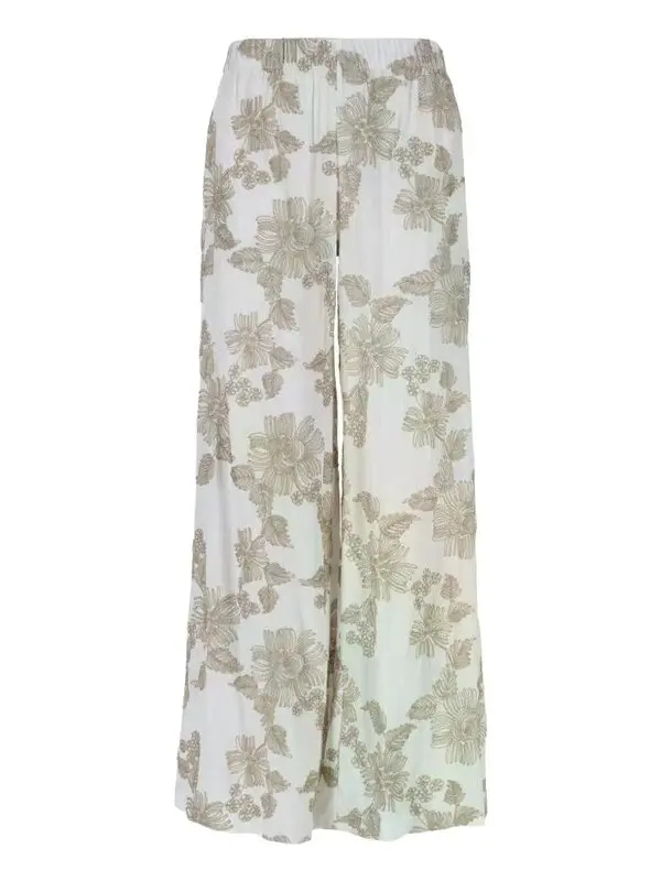KAOS Floral-print Wide-leg Trousers - White