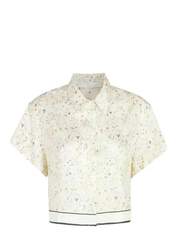 TELA Floral-print Short-sleeve Shirt - Neutrals
