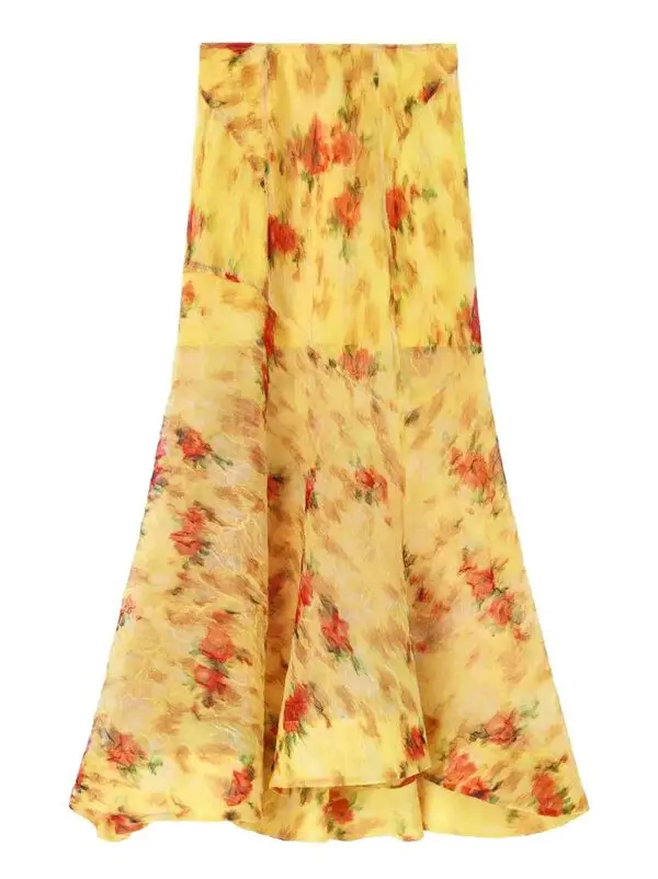 GANNI Floral-print Maxi Skirt - Yellow