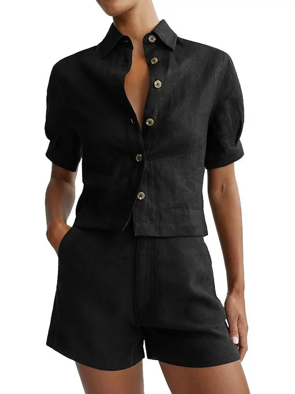 DL1961 Montauk Puff Sleeve Shirt - Black Line