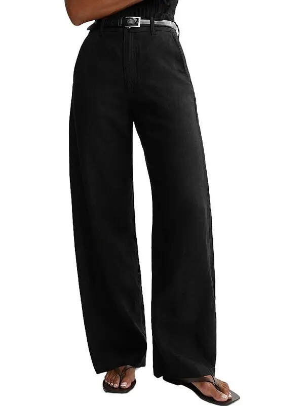 DL1961 Relaxed Barrel High-rise Linen Pants - Black Linen