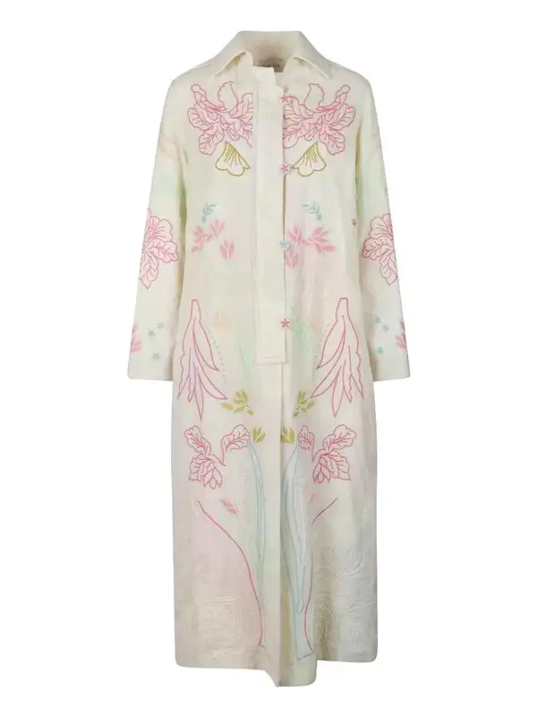 FORTE_FORTE Floral-embroidered Coat - Neutrals