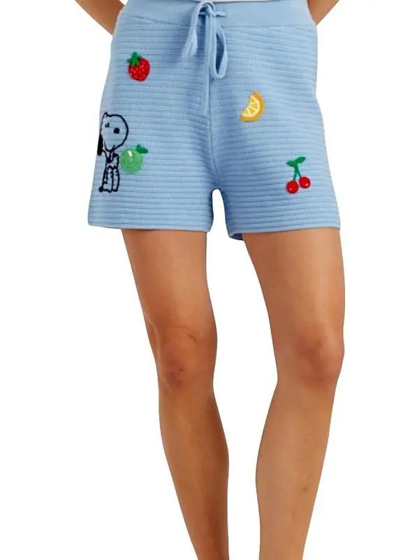 Chinti & Parker Cotton Crochet Snoopy Shorts - Light Blue