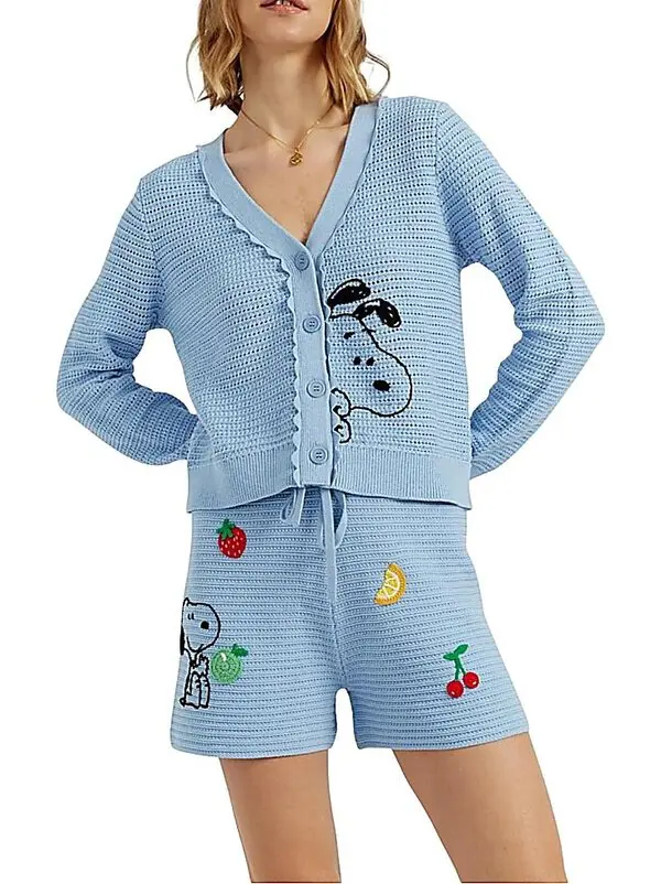 Chinti & Parker Cotton Crochet Cardigan - Light Blue