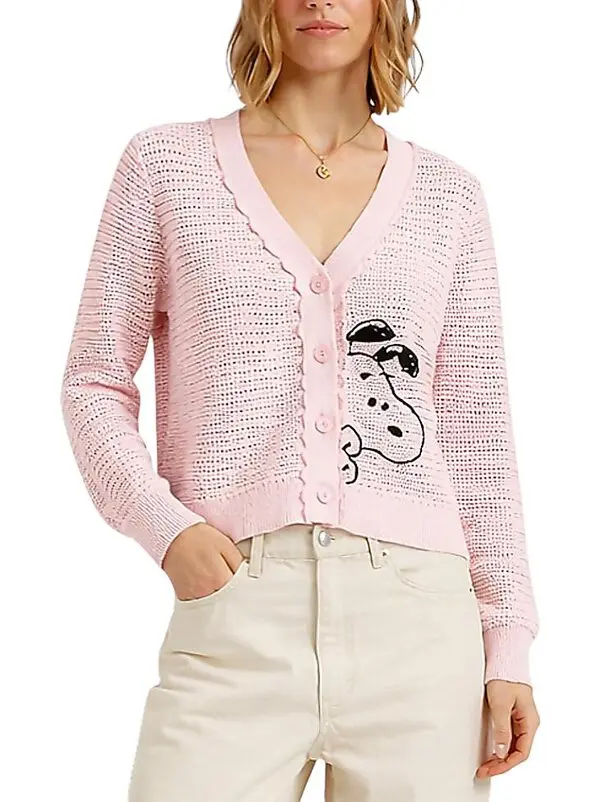 Chinti & Parker Cotton Crochet Cardigan - Light Pink