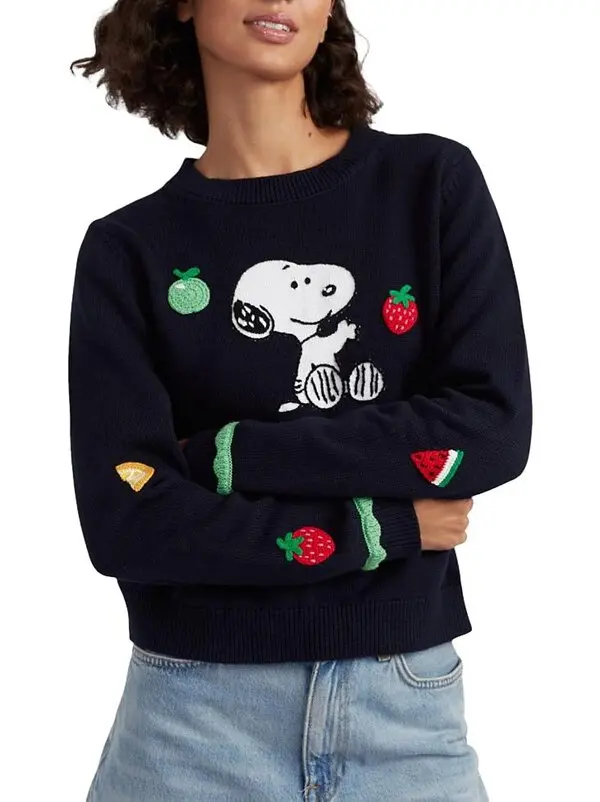 Chinti & Parker Snoopy Intarsia Cotton Sweater - Blue