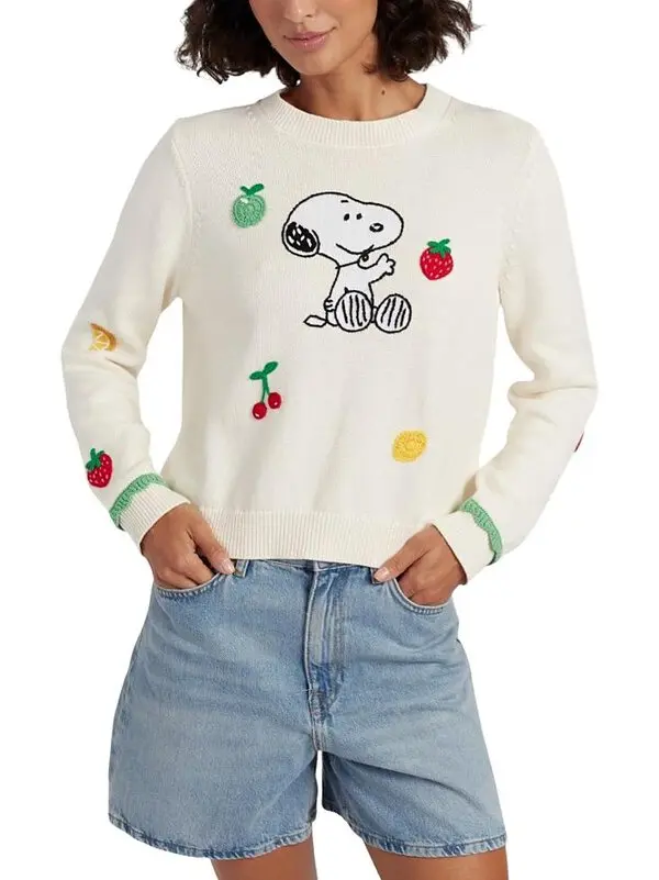Chinti & Parker Snoopy Intarsia Cotton Sweater - Cream