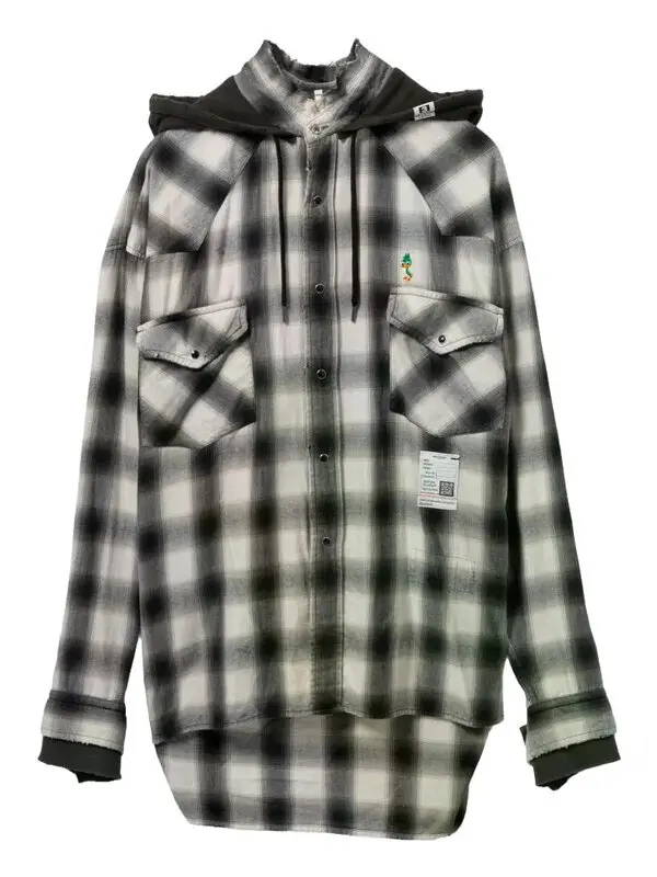 Mihara Yasuhiro Hooded Checked Shirt - Grey
