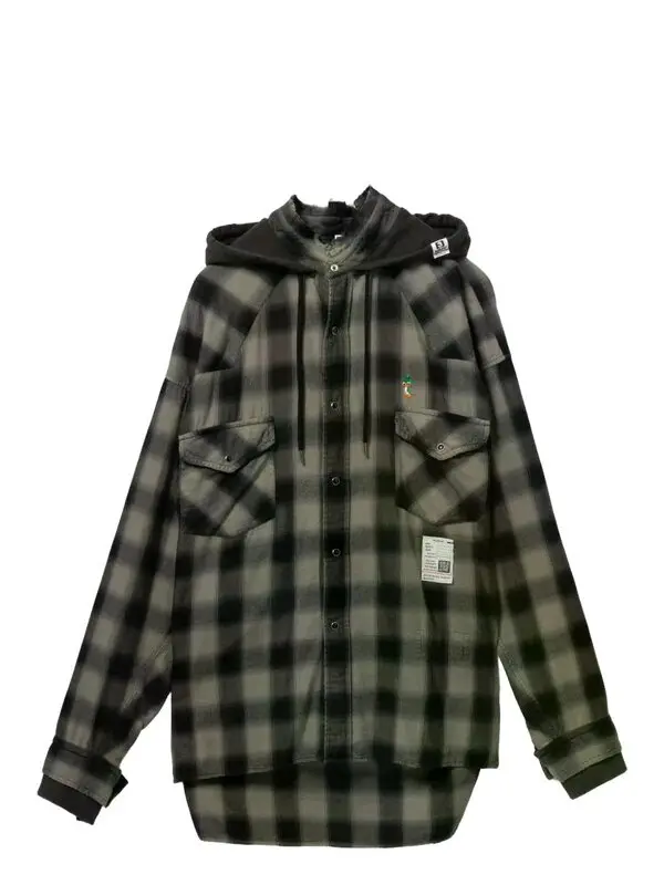 Mihara Yasuhiro Hooded Plaid Shirt - Black