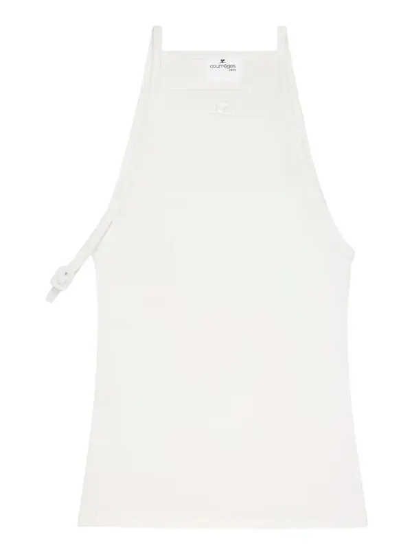 COURREGES Halterneck Ribbed Tank Top - White