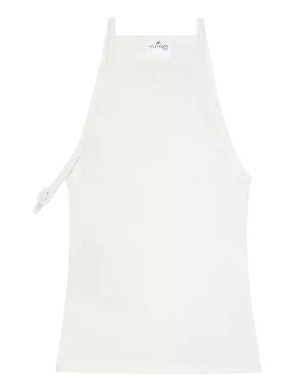 COURREGES Halterneck Ribbed Tank Top - White