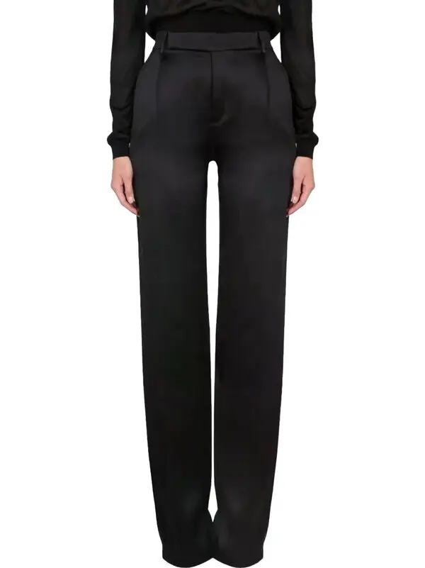 Saint Laurent Satin Flared Trousers - Black