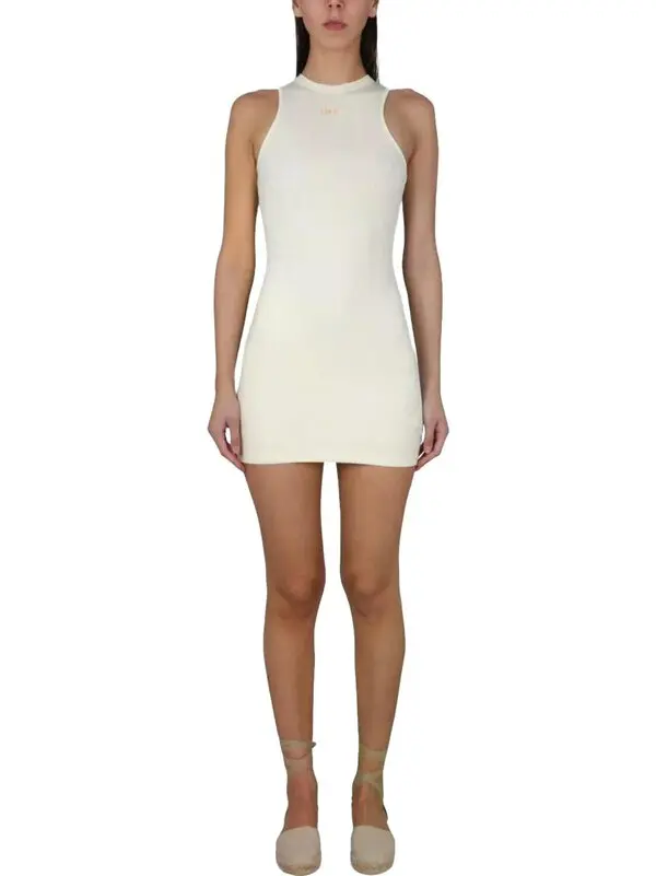 Off-White Logo-print Minidress - Neutrals