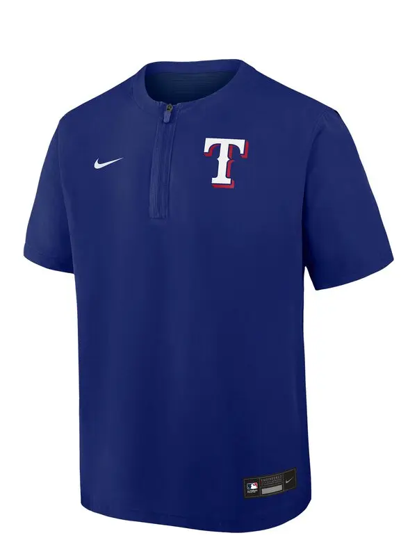 Nike Texas Rangers Authentic Collection Dri-fit Mlb 1/4-zip Short-sleeve Windshirt - Blue