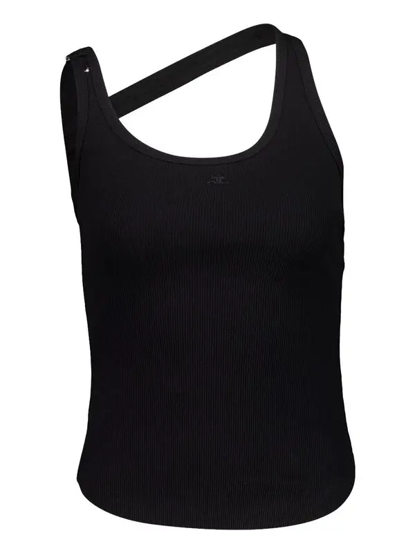 COURREGES Asymmetrical Buckle Tank Top - Black