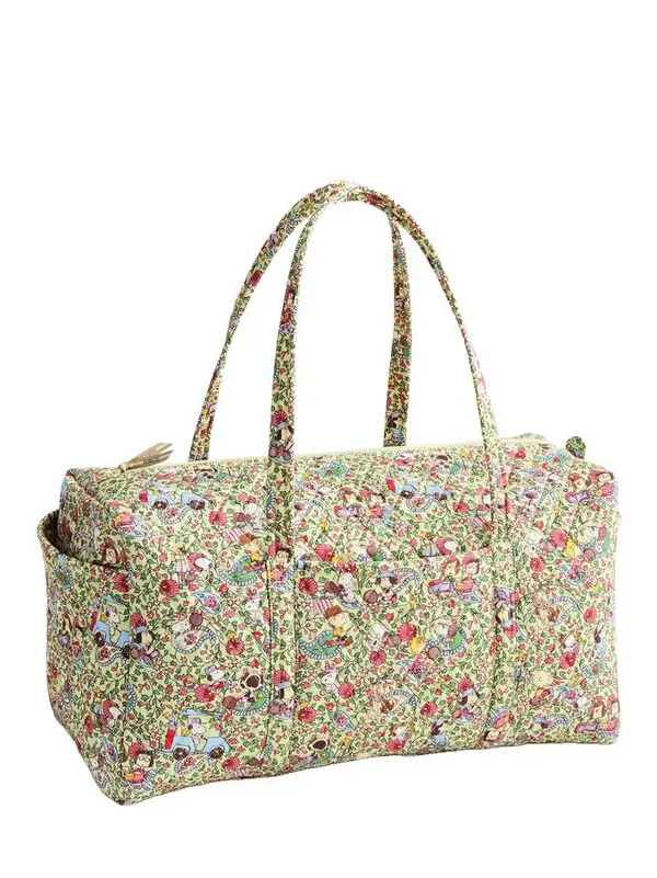 VERA BRADLEY Peanuts Large Original Duffle In Country Club Peanuts Paisley - Green