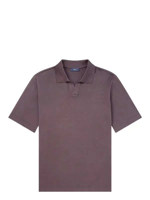 Herno Open-collar Cotton Polo Shirt - Brown