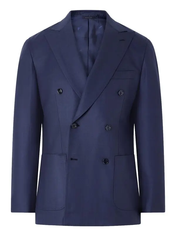 Brioni Double-breasted Wool Suit Jacket - Blue