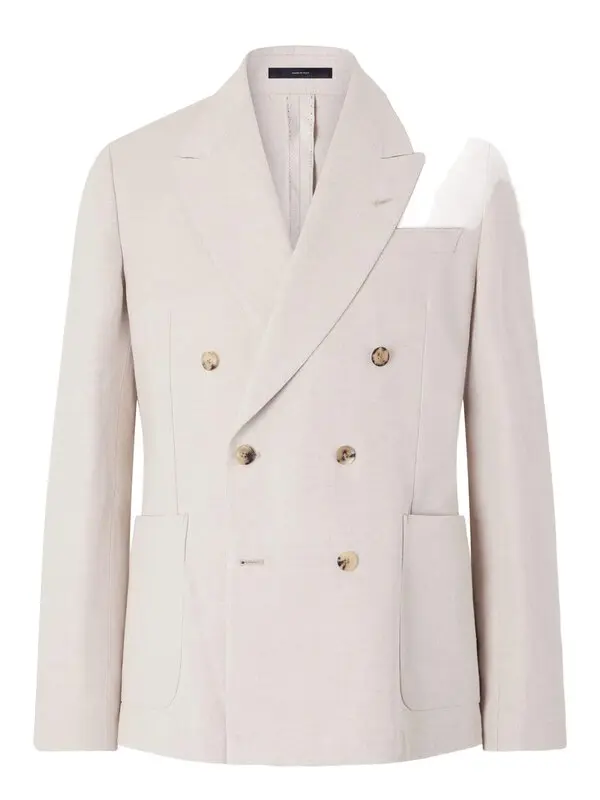 Paul Smith Double-breasted Linen And Cotton-blend Blazer - Beige