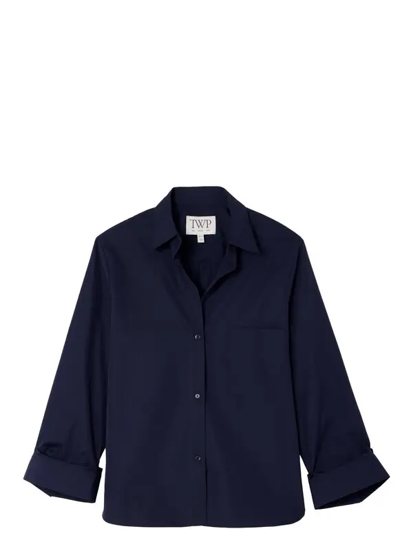 TWP Cotton Poplin Button-down Shirt - Midnight
