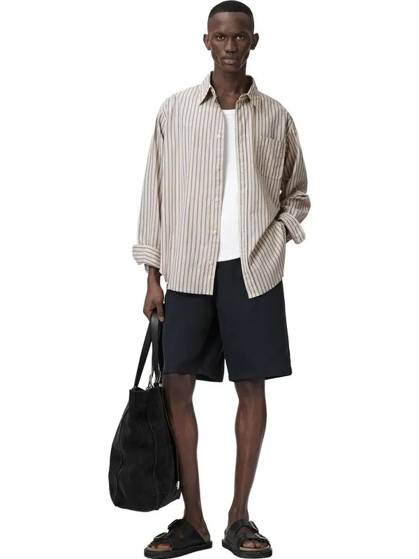 ALLSAINTS Roma Oversized Long Sleeve Striped Shirt - Yellow