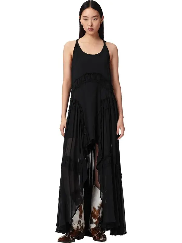ALLSAINTS Dorina Sleeveless Ruched Maxi Dress - Black