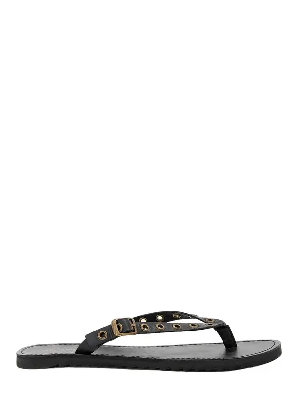 ALLSAINTS Sydney Eyelet Leather Sandals - Black