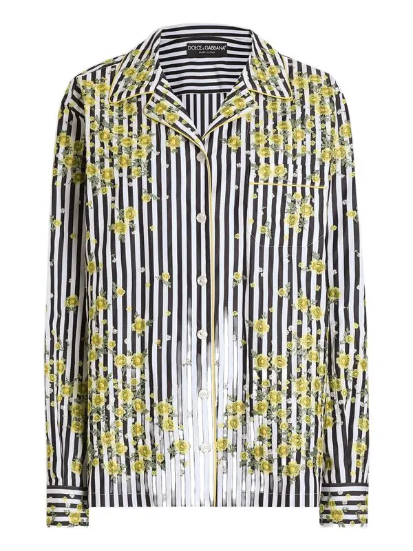 Dolce & Gabbana Poplin Shirt With Flower Embroidery - Multicolor