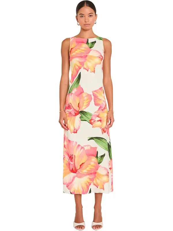 Amanda Uprichard Margo Floral Print Midi Dress - Hibiscus Print