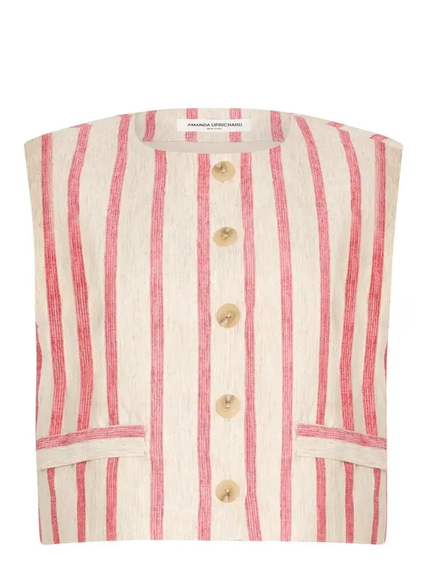 Amanda Uprichard Jeremiah Striped Cropped Tank - Red Stripe