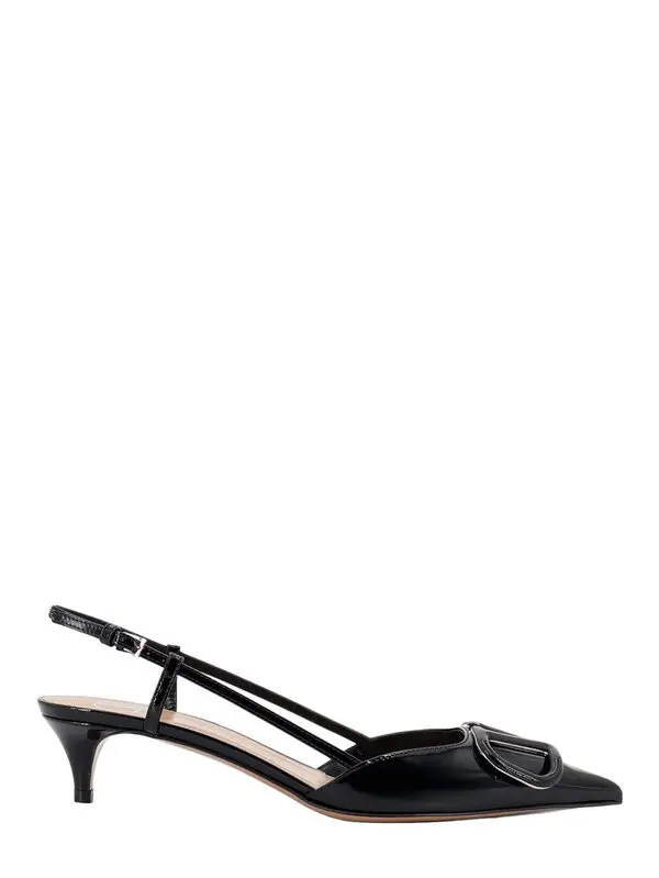 Valentino Garavani Patent Leather Slingbacks With Vlogo Signature - Black