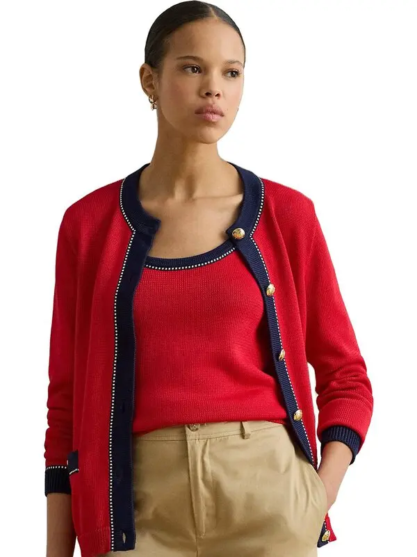 Ralph Lauren Two-tone Cardigan - Cruise Red Multi