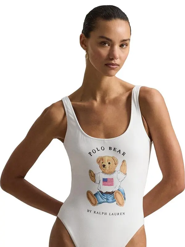 Ralph Lauren Polo Bear One-piece Swimsuit - Bone