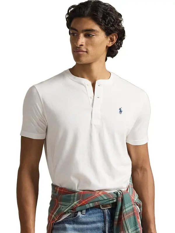 Ralph Lauren Slub Jersey Short-sleeve Henley Shirt - White